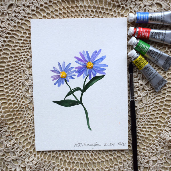 Original ASTER DAISY in the FLOWERS OF MARY COLLECTION – Rose Harrington