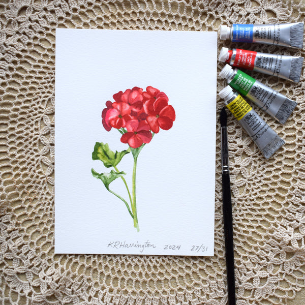 Original GERANIUM in the FLOWERS OF MARY COLLECTION – Rose Harrington